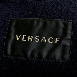 Versace | Jackets & Coats | Versace Mens Navy Blue Wool Button Down ...